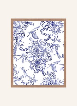 Liv Corday Wandbild Zwischen Blauen Bl&uuml;ten Mit Rahmen braun