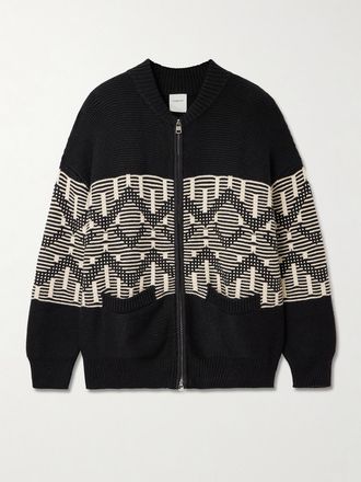 Varley Linnea Cardigan Aus Einer Baumwollmischung Mit Fair-isle-muster - Schwarz