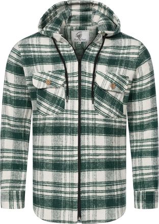 Rock Creek Herren Hemd Kariert Kapuzenhemd Karohemd Herrenhemd Flanell Hemden Holzf&auml;llerhemd &Uuml;bergangsjacke Langarm Kariert Winter H-335 Gr&uuml;n 3XL
