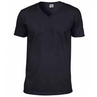 Gildan Soft Style V-Neck T Shirt, Noir, XXL Homme
