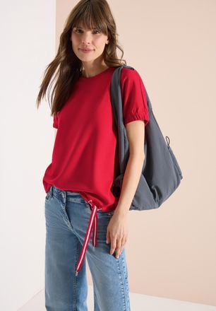 Cecil T-Shirt CECIL, Damen, Gr. M (40), glazed apple rot, Jersey, Obermaterial: 48% Polyester, 48% Viskose, 4% Elasthan, unifarben, regular fit normal, Rund