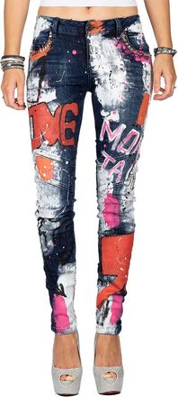 Cipo & Baxx Damen Jeans WD399-bans Blau W28/L34