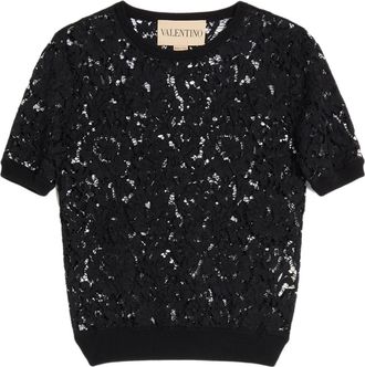 Valentino Garavani Femme, Tops, Noir, Taille: 38 FR T-Shirt Col Rond