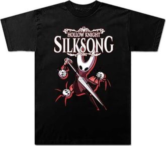 Generic Hollow Knight Silksong Merch Hot Game T-shirt d&eacute;t&eacute; d&eacute;contract&eacute; tendance T-shirt Y2K Sport Unisexe Top, Noir, 4XL