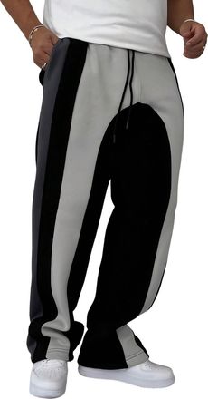 SOLY HUX Cargohose Herren Baggy Hose Farbblock Freizeithose mit Taschen Jogginghose mit Kordelzug Sporthose Causalhose Herbst Outfit Schwarz L