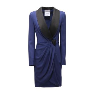 Moschino Blau-Schwarzes Couture-Kleid mit Seitenrei&szlig;verschluss - - Dresses - Damen - Blau - M