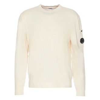 C.P. Company C.p. Company, Homme, Pulls, Blanc, Taille: M Pull Girocollo en Coton Fleece Lente