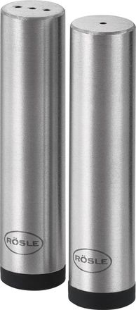 Rösle Salz- und Pfefferset FLEXX 2GO, Edelstahl mit Silkonverschluss und Silikonhalter, silberfarben/schwarz
