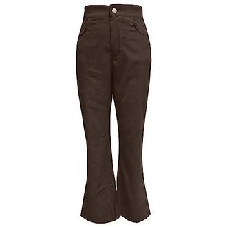 Generic Pantalon en velours c&ocirc;tel&eacute; pour femme, coupe ajust&eacute;e, &eacute;l&eacute;gant, &eacute;vas&eacute;, taille haute, pantalon de loisirs, long, l&eacute;ger, confortable, pantalon de relaxat