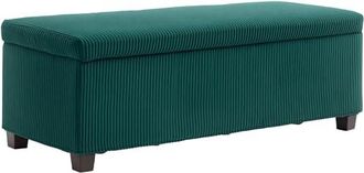 HOMCOM Banc de Rangement 84L Pouf Salon Bout de lit Coffre de Rangement Repose-Pieds en Velours c&ocirc;tel&eacute; avec Couvercle, pour Salon, Chambre, entr&eacute;e, 112 x 42 