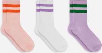 Arket Gerippte Socken 3er-Pack -Rosa