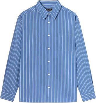 A.P.C. A.p.c. - Chemise Malo Logo - Homme - Chemises - Bleu - Taille: XL