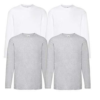 Fruit Of The Loom « Valueweight » - T-shirt à manches longues, Blanc/gris, XXXXXL