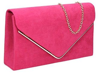 Swankyswans Femme Oscar enveloppe en daim en velours f&ecirc;te Prom Embrayage Sac dembrayage - rose - Pink (Fuschia)