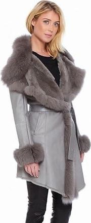 Giorgio & Mario MANTEAU PEAU LAINEE COL RENARD Taupe / 42