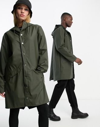 Rains 12020 - Lange, wasserdichte Unisex-Jacke in Gr&uuml;n