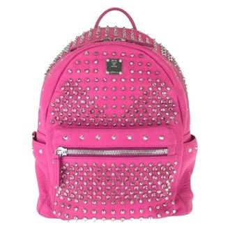 MCM Sac &agrave; dos Pre-owned en cuir orn&eacute; de strass - Femme - Pre-owned - Rose - Taille: ONE Size