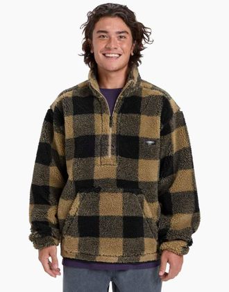 Quiksilver Mercury - Veste en sherpa zippée à carreaux - Woodlands Elmwood-Neutre