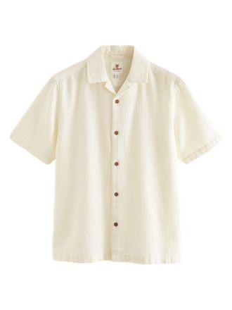 Next Herren Kurzärmeliges Hemd mit Waffelstruktur Ecru L