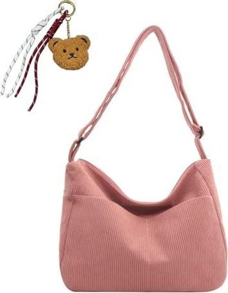 Generic Sac &agrave; bandouli&egrave;re d&eacute;contract&eacute; en velours c&ocirc;tel&eacute; pour femme, joli sac &agrave; main l&eacute;ger avec sangle r&eacute;glable, id&eacute;al pour l&eacute;cole, le travail, les voyages, ro