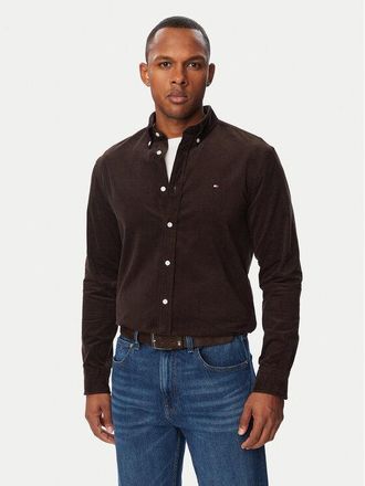 Tommy Hilfiger Hemd Solid MW0MW40486 Dunkelbraun Regular Fit