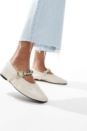 4th & Reckless Ballerines en similicuir avec bride ornementée - Crème-Blanc