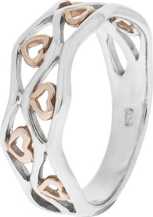 Zeeme Silber Ring Silber 925 zweifarbig mit Herz-Motiven