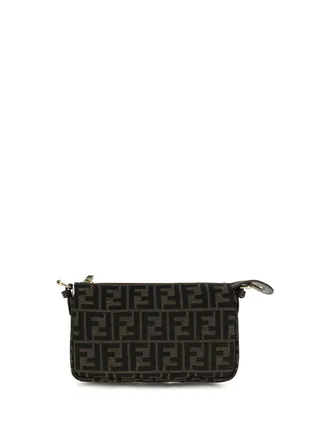Fendi Womens All-Over Monogram Jacquard Shoulder Bag Tab.mr+ebano Polyester; Cotton