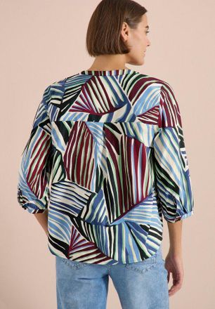Cecil Druckbluse 3/4-Arm Seersucker-Bluse mit grafischem Multicolor Muster