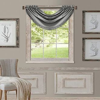 Elrene Home Fashions Versailles Raumverdunkelnder Fenstervolant aus Kunstseide, Wasserfall-Accessoire für Schlafzimmer oder Wohnzimmer, Fenster mit Stangenta