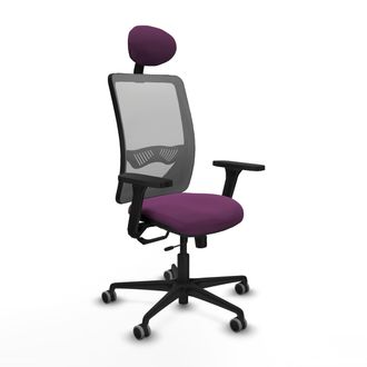 Piqueras y Crespo Lila Schreibtischstuhl Zulema mit 3D-Armen, h&ouml;henverstellbarer Lendenwirbelst&uuml;tze und festem Kopfteil, ausgestattet mit Syncro/Traslack und Schneidesc