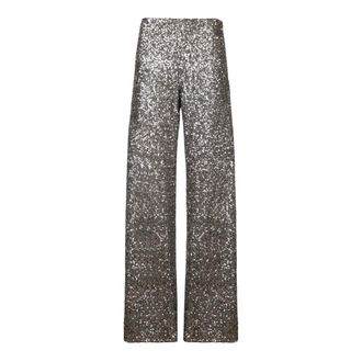 Blanca Vita Beige Pailletten High-Waist Abendhose - - Trousers - Damen - Beige - S