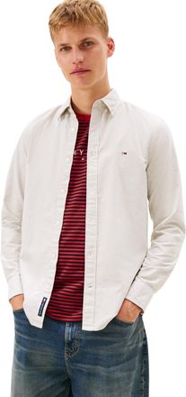 Tommy Jeans Herren TJM Slim Oxford Shirt EXT Dm0Dm20668 Hemd L/S, Green (Dark Greenery/Stripes), Large