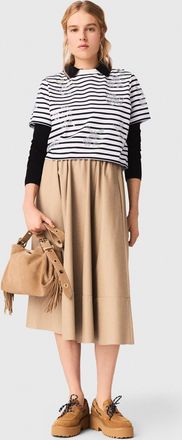 Maje Gestreiftes Shirt Mit Strassblumen - Wei&szlig; - Maje