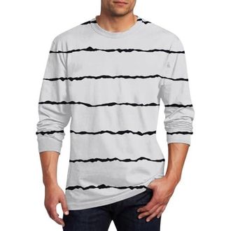 Generic T-shirt &agrave; rayures pour homme 2026 - D&eacute;contract&eacute; - Col rond - Manches longues - Pour entra&icirc;nement int&eacute;rieur et ext&eacute;rieur, blanc, 3XL