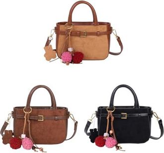 Generic Kexpery Sac &agrave; main en faux daim avec bandouli&egrave;re r&eacute;glable, sac crois&eacute; r&eacute;tro, sac bucket pour femmes, pour le travail, voyage