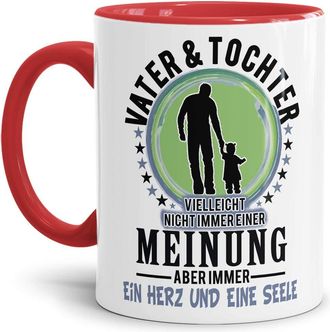 Tassendruck Lustige Tasse mit Spruch f&uuml;r Papa - Vater und Tochter - Kaffee-Tasse/Geschenk-Idee V&auml;ter/Vatertagsgeschenk/Geburtstag/Vatertag - Innen & Henkel Rot