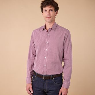 Bexley Valaire - Chemise homme bordeaux et blanc