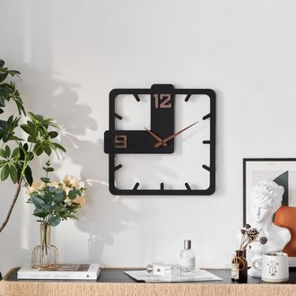 Wall-Art MDF Holz Wanduhr leise Holzwanduhr Vintage lautlos Uhrwerk ohne Tick-Ger&auml;usche Eckig 40cm