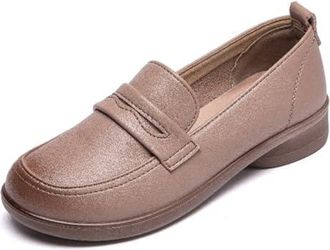 Generic Mocassins à semelle souple pour femme - Bout rond - Talon bas et épais - À enfiler - Confortables - Pour le travail et le bureau, rose, 37.5 EU