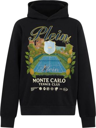 Philipp Plein Homme, Sweatshirts et sweats &agrave; capuche, Noir, Taille: S Sweat &agrave; capuche Monte Carlo Tennis Club