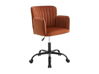 Vente-Unique Chaise de Bureau - Velours - Terracotta - Hauteur r&eacute;glable - TOARA
