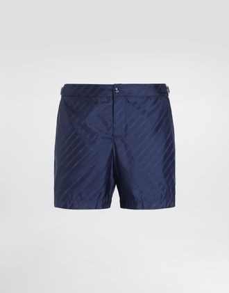 Dolce & Gabbana Badeboxer Aus Jacquard Mit Logo - Mann Beachwear Blau 52