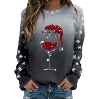 Generic Weihnachtspullover Damen Langarmshirt, Pullover Weihnachten Damen Sweatshirt,Weihnachtsshirt Damen Langarm mit Schneemann Weihnachtsmotiv Große Größen