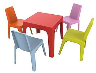 Resol Kinder Julieta Set von 4 St&uuml;hle und 1 Tisch, Kunststoff, Polypropylen, Mehrfarbig, 60 x 51 x 78 cm, 5 St&uuml;ck