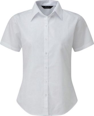Premier Damen Popeline Kurzarm Bluse Damen Einfarbig Arbeitshemd, wei&szlig;, 36