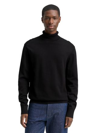 Tom Tailor Herren 1047970 Rollkragenpullover aus Baumwolle, 29999-Black, XXL