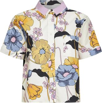 Marni Femme, Blouses et Chemises, Multicolore, Taille: 36 FR Chemise Courte en Popeline Imprim&eacute;e Melodia