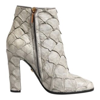 Dolce & Gabbana Femme, Chaussures, Blanc, Taille: 39 EU Bottes de cheville en cuir blanc
