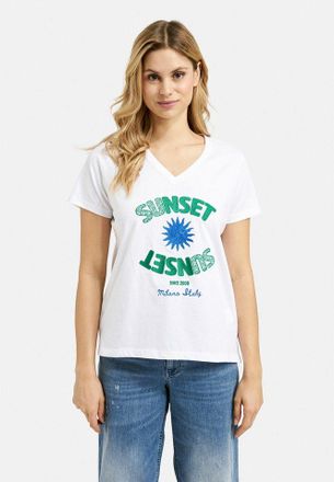 Milano V-Shirt mit Stickerei